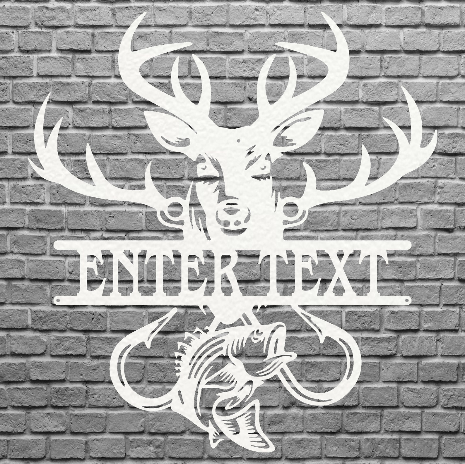 Custom Split Deer and Fish Sign | Fish Wall Art | Deer Metal Sign Wall ...