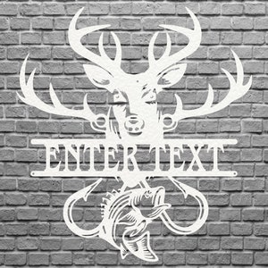 Custom Split Deer and Fish Sign | Fish Wall Art | Deer Metal Sign Wall ...
