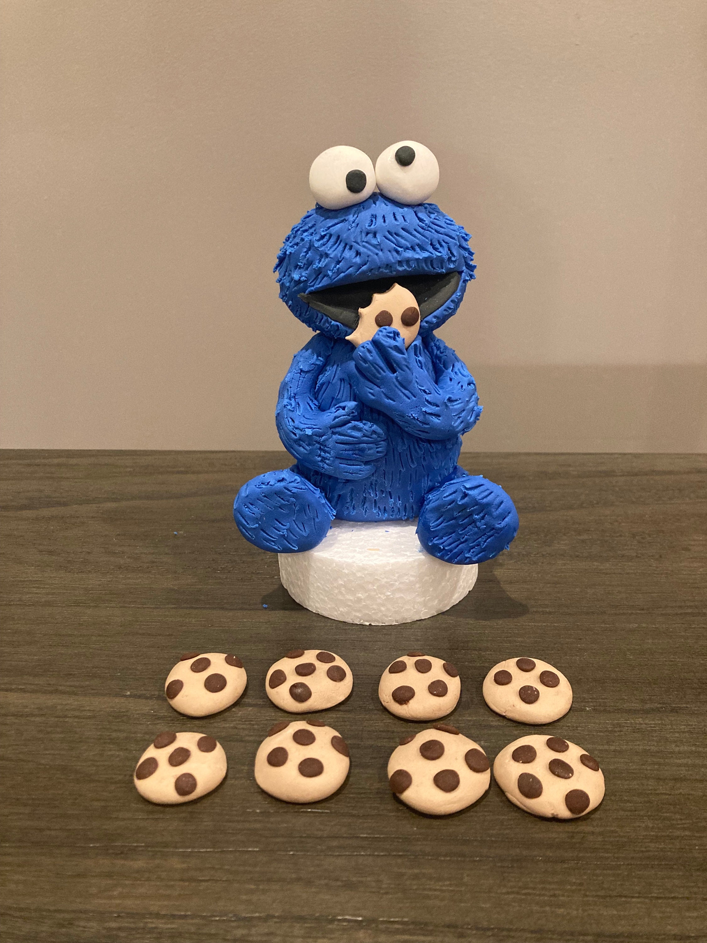Cookie Monster Fondant Figure With Cookies Fondant Figure for - Etsy
