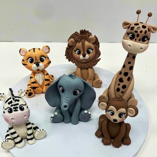 Safari Animals Fondant Cake Topper Jungle Animals Figurine - Etsy