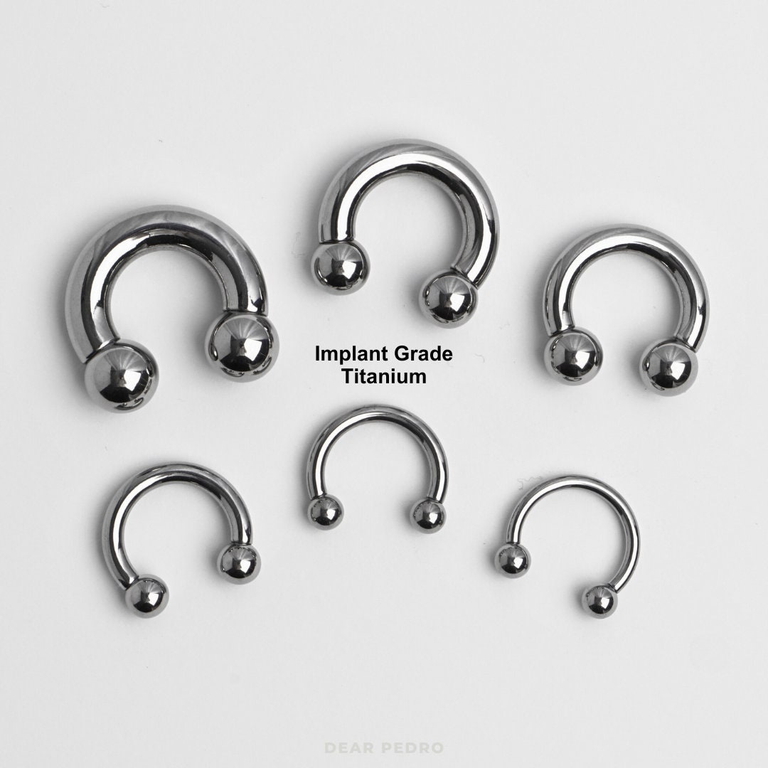 12G 10G 8G 6G 4G 2G Titanium Internally Threaded Horseshoe Circular Barbell | ASTM F136 Implant ...