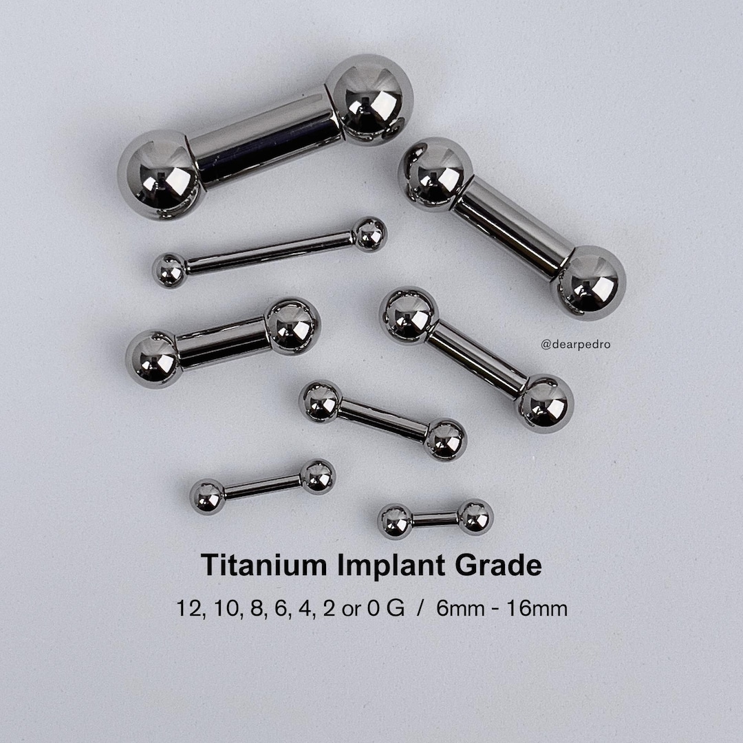 12G 10G 8G 6G 4G 2G 0G Titanium Straight Industrial Barbell ...