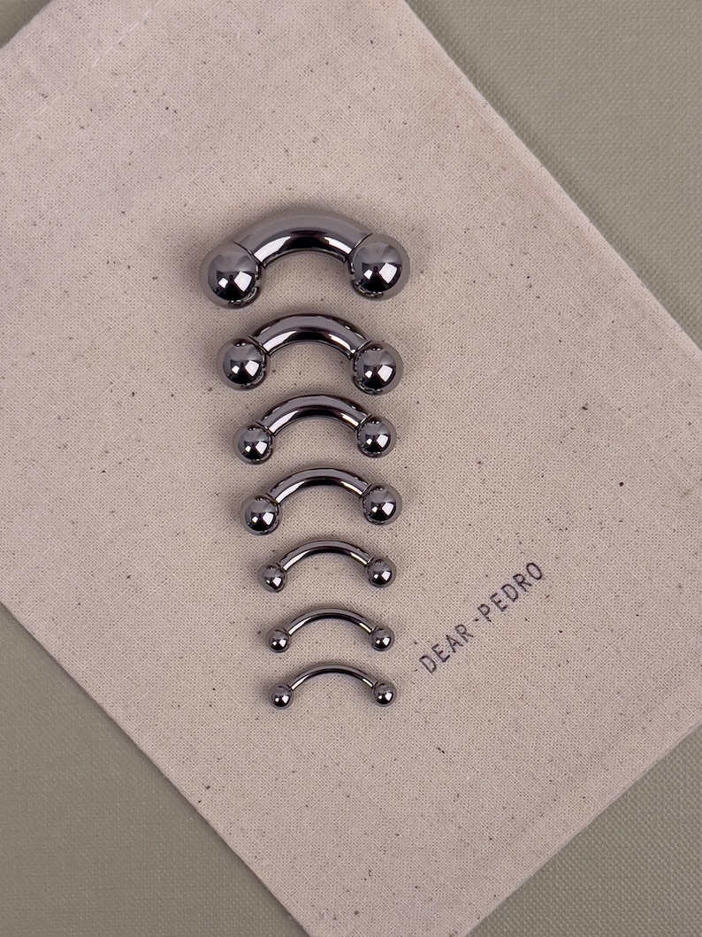 12G 10G 8G 6G 4G 2G 0G Titanium Curved Barbell | Internally Threaded ...