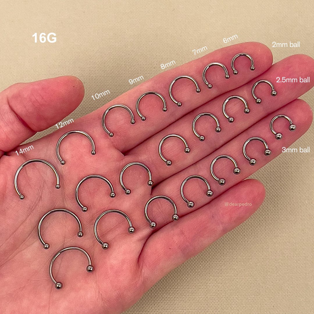 16G 14G Titanium Internally Threaded Horseshoe Circular Barbell Segment ...