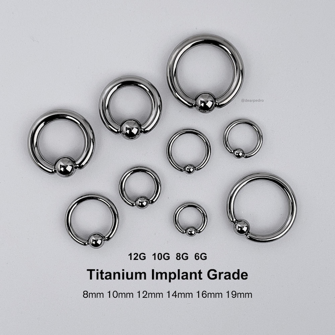 12G 10G 8G 6G Titanium Captive Bead Ring | ASTM F136 Implant Grade ...