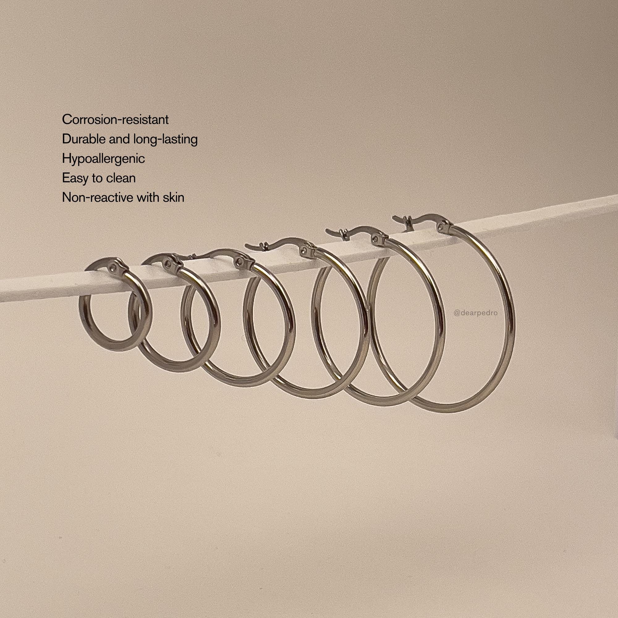 316L Stainless Steel Stackable Hoop Earrings | Hypoallergenic ...