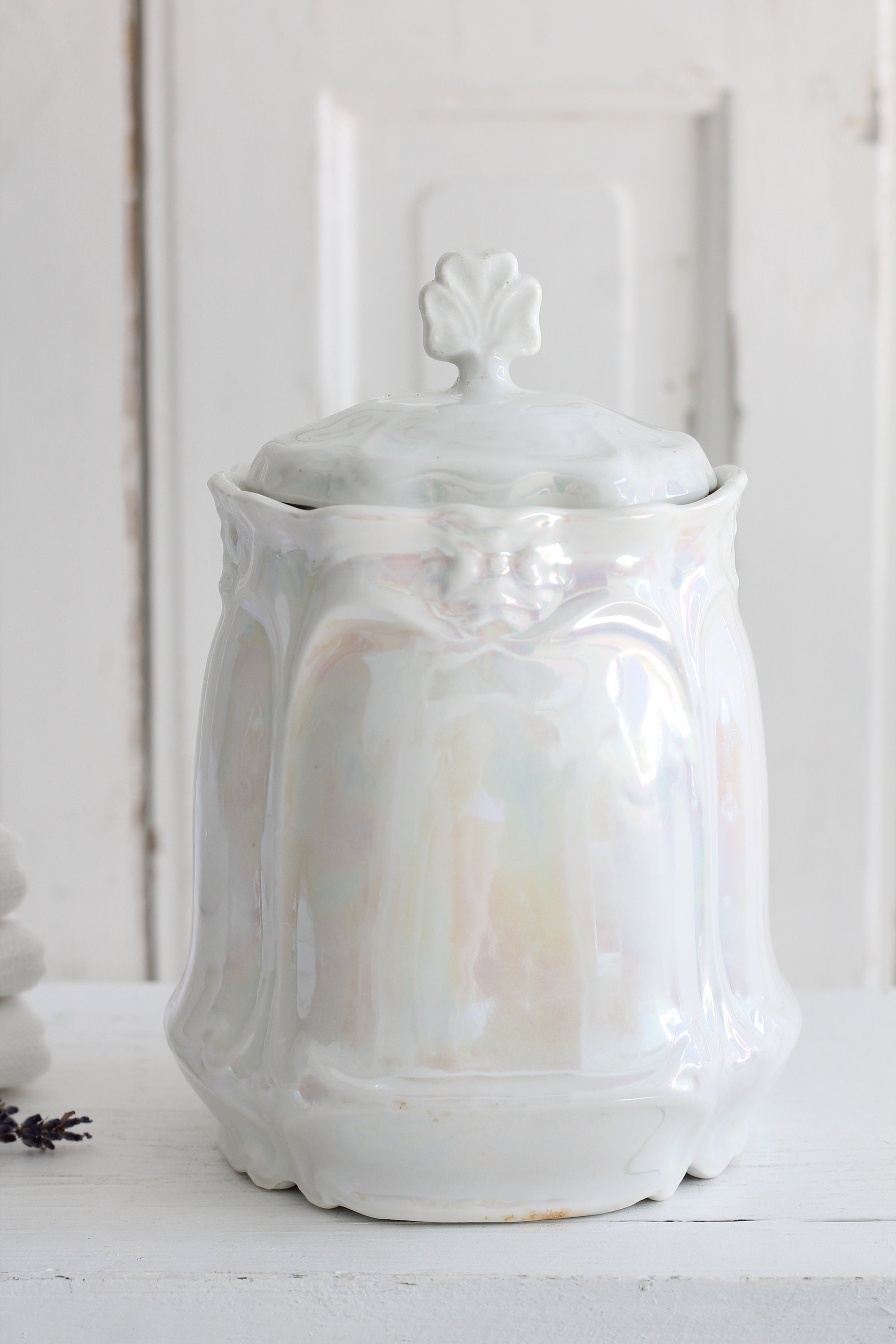 Antique Porcelain Iridescent Glaze Storage Jar, Victorian Ceramic ...