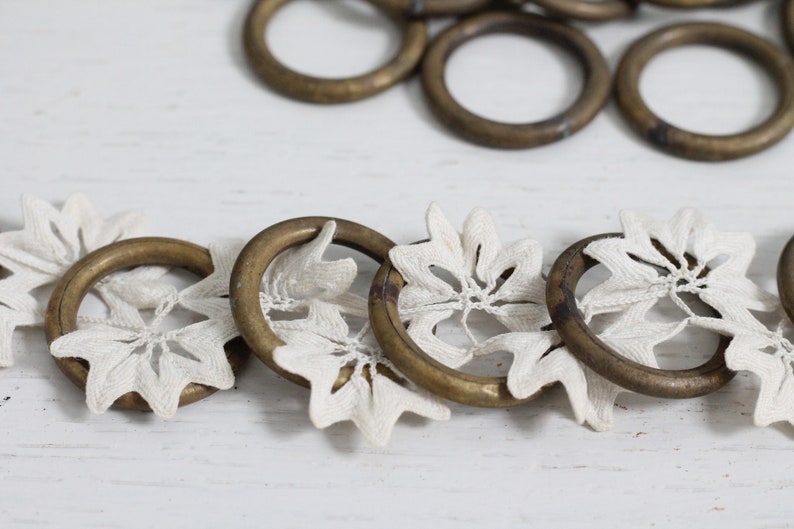 Antique French Metal Café Curtain Rings for Rod ø 2 Cm, Brass Drapery ...