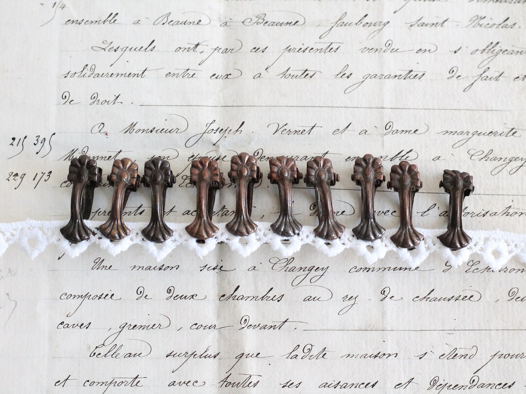 Set of 10 - Antique French Small Copper Tone Color Cafe Curtain Clips ...