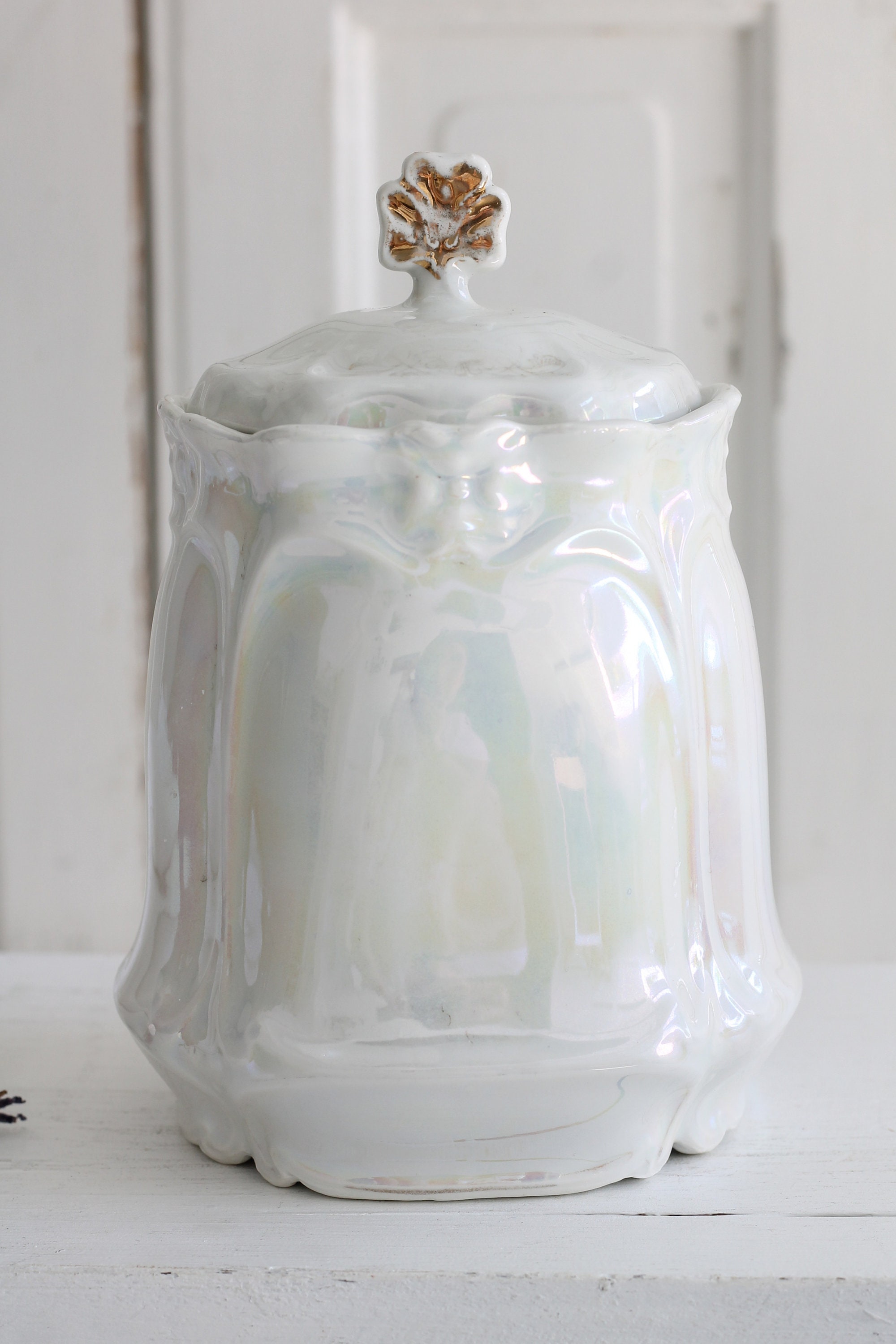 Antique Porcelain Iridescent Glaze Storage Jar, Victorian Ceramic ...