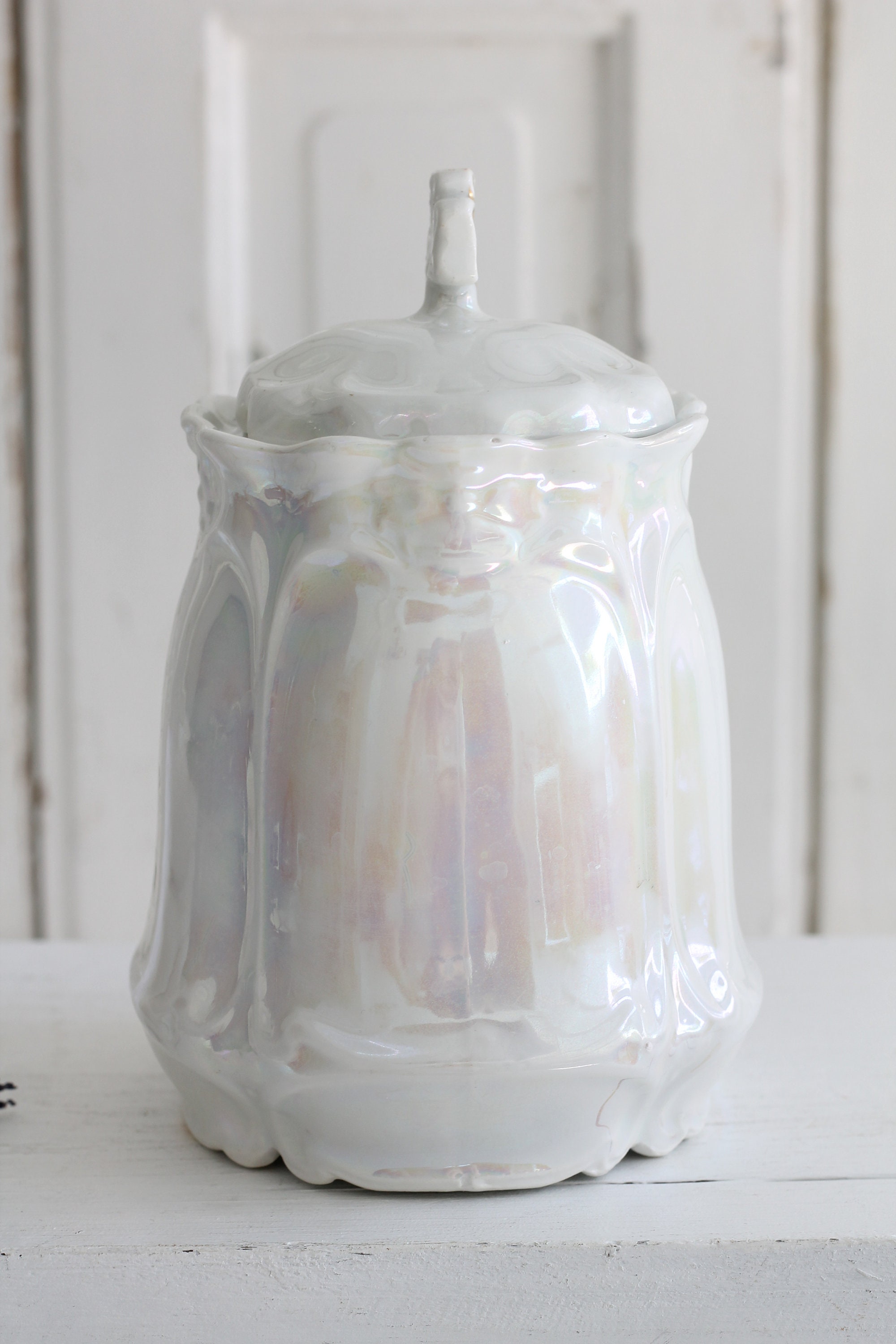 Antique Porcelain Iridescent Glaze Storage Jar, Victorian Ceramic ...