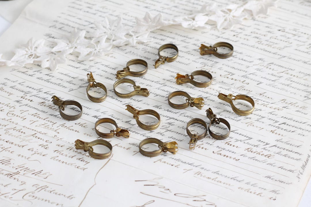 Set of 15 Antique French TINY Cafe Curtain Clips, Metal Brass Colored ...