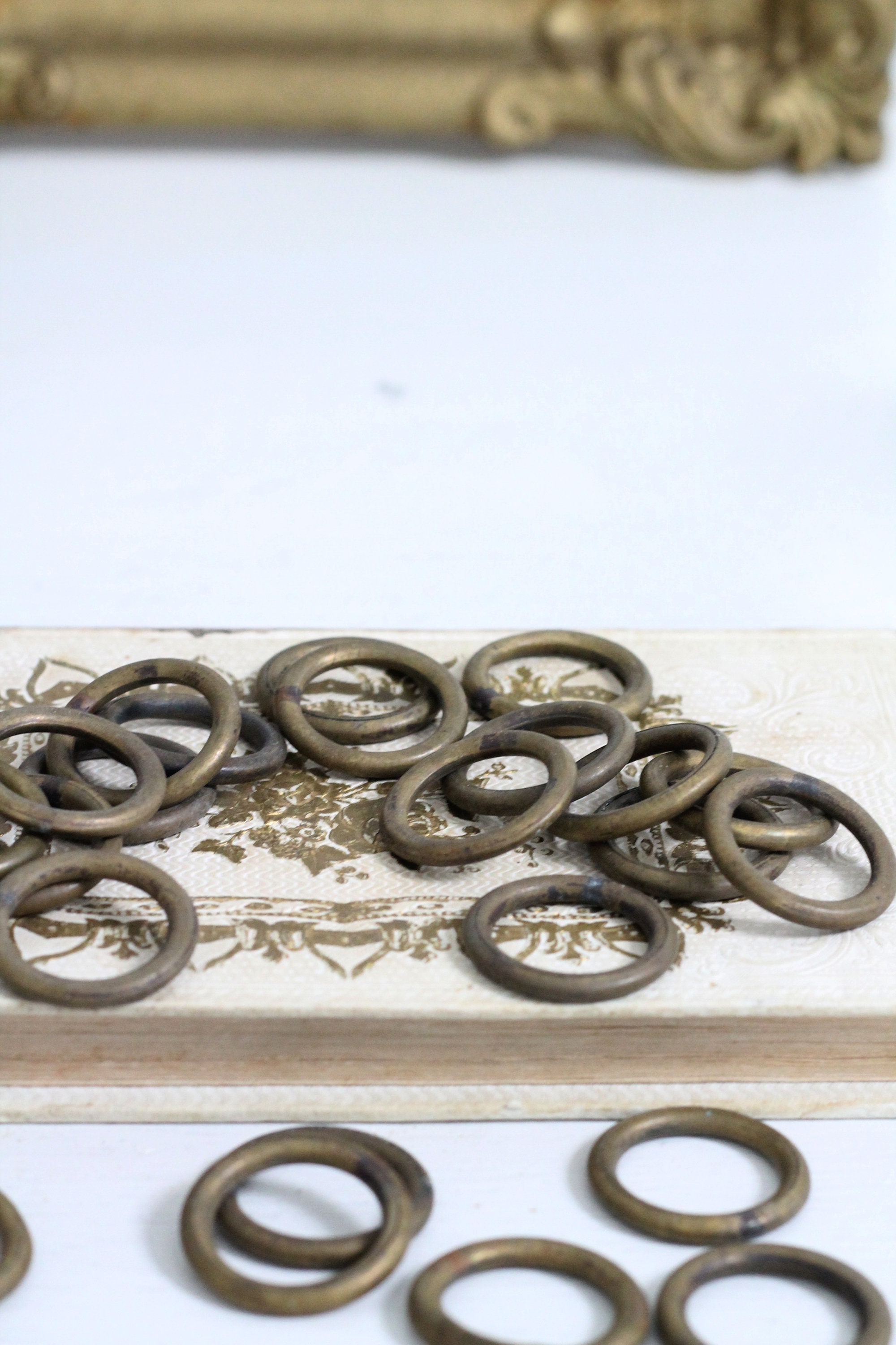 Antique French Metal Café Curtain Rings for Rod ø 2 Cm, Brass Drapery ...