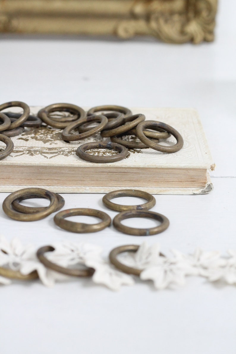 Antique French Metal Café Curtain Rings for Rod ø 2 Cm, Brass Drapery ...