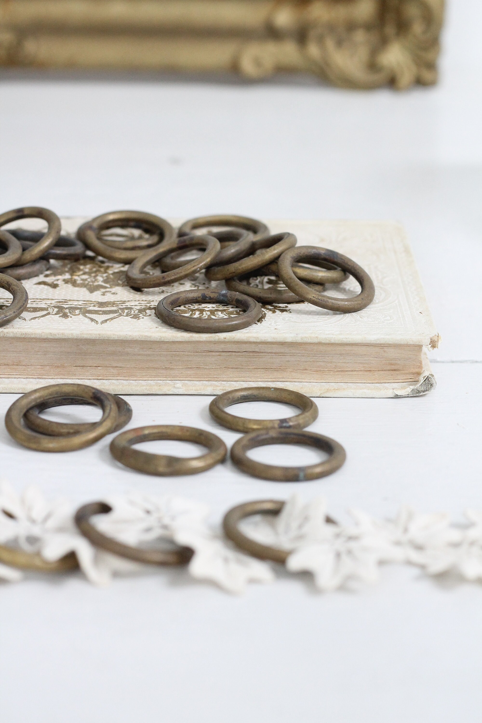 Antique French Metal Café Curtain Rings for Rod ø 2 Cm, Brass Drapery ...