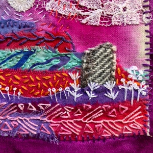 Mini Textile Art - Glowing Fuchsia Moon - Embroidery Art - Etsy