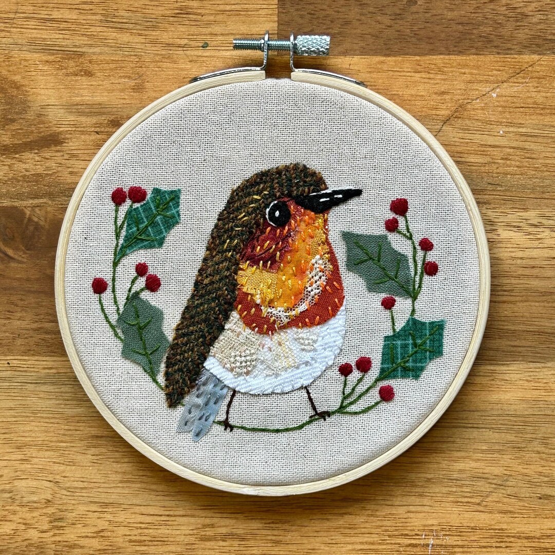 Christmas Slow Stitching Kit Merry Robin Embroidery Hoop Kit - Etsy
