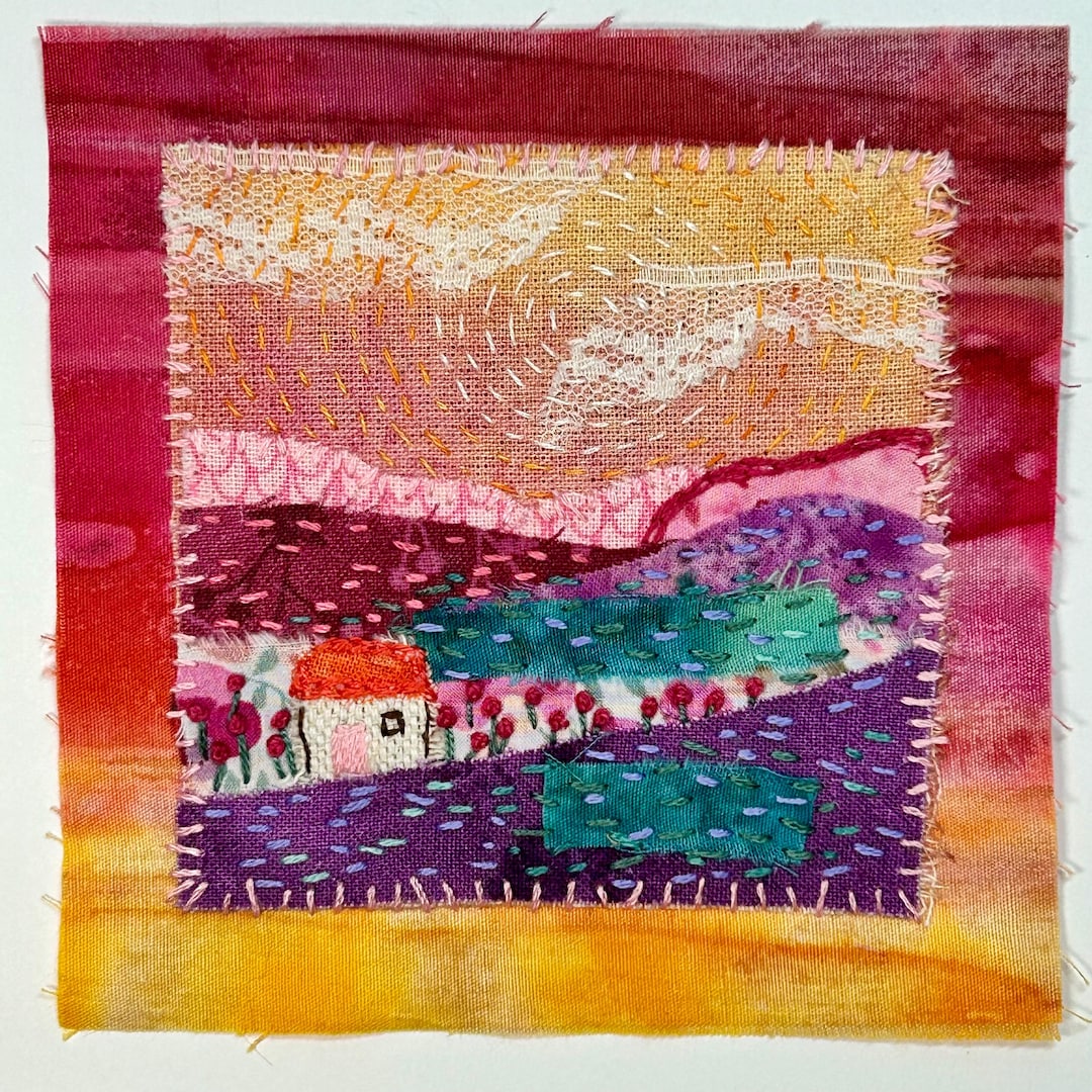 Mini Textile Art - Pink Delight - Etsy