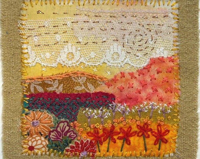 Mini Textile Art - Golden Meadow - Etsy