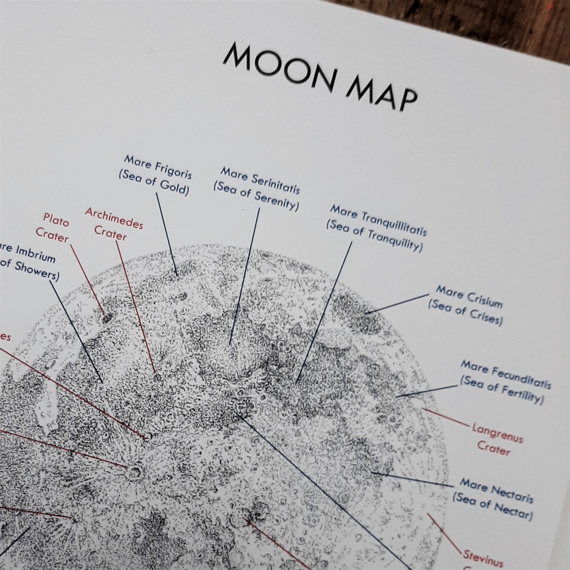 Moon Map Poster Printable Lunar Study Digital Download - Etsy