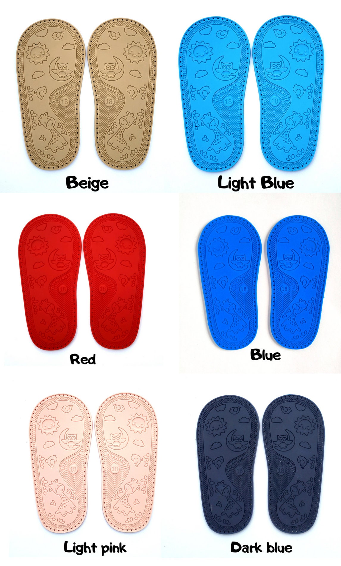 Suelas para zapatos infantiles de crochet (1 par). Suelas de goma EVA ...