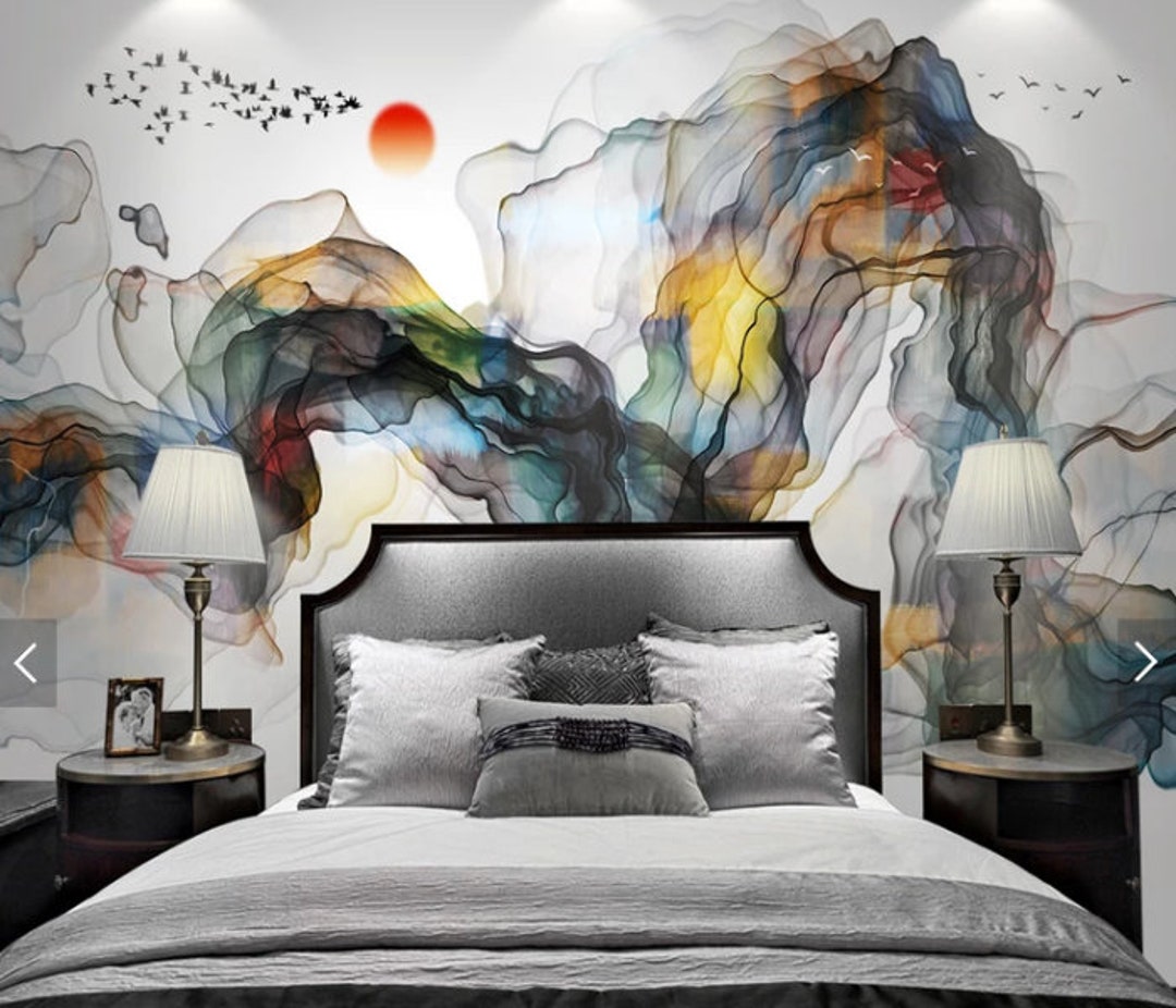 Asian Abstract Wallpaper, Japanese Wallpaper Peel and Stick, Giant Wall ...