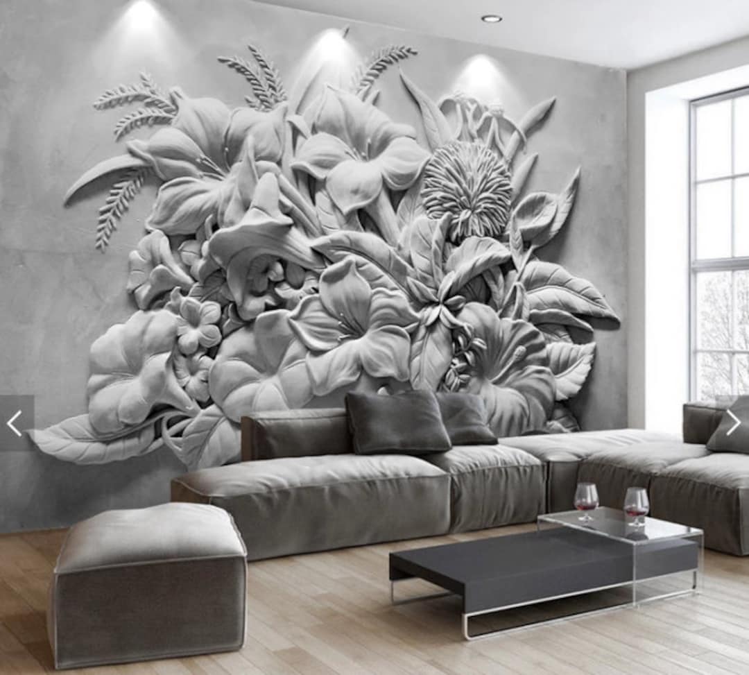 Flowers Wallpaper Peel and Stick, Large Wall Flower Mural, Floral Wall ...