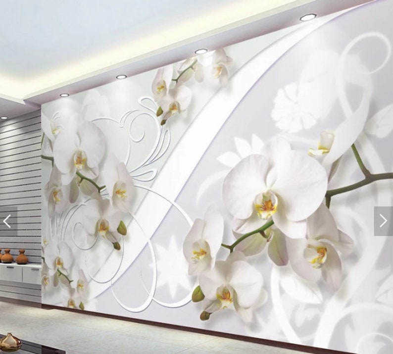 Orchids Mural Peel and Stick, Big Print Wall Mural, Large Wall Flower ...