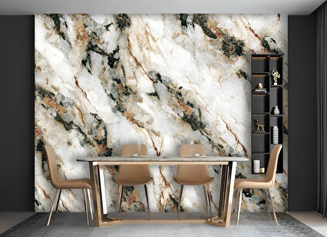 White Marble Wallpaper Peel and Stick Abstract Wall Mural, Modern ...