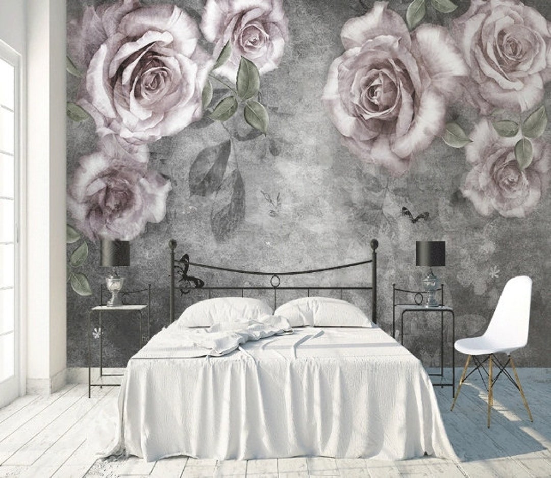 Large Wall Flower Mural, Boho Flowers Wallpaper Peel and Stick, Floral ...