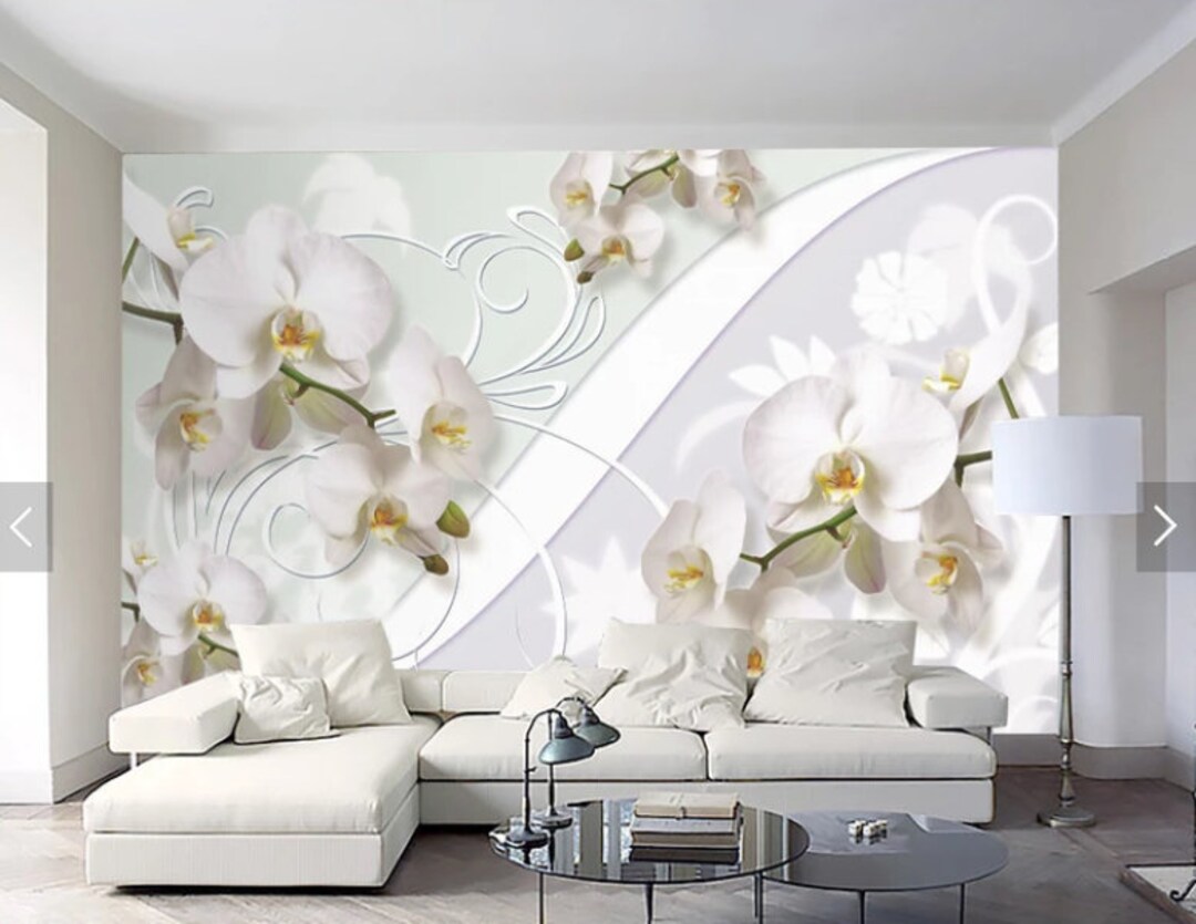 Orchids Mural Peel and Stick, Big Print Wall Mural, Large Wall Flower ...