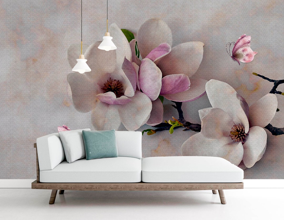 Extra Large Floral Wallpaper, Peel and Stick 3D Wall Mural, Accentual ...