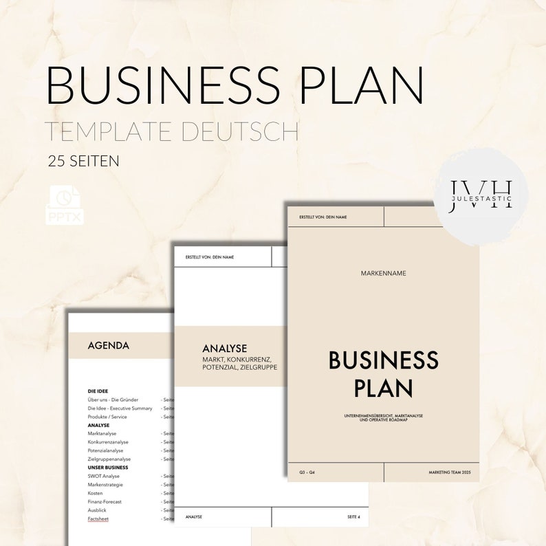 BUSINESS PLAN TEMPLATE German Template in Pptx. - Etsy