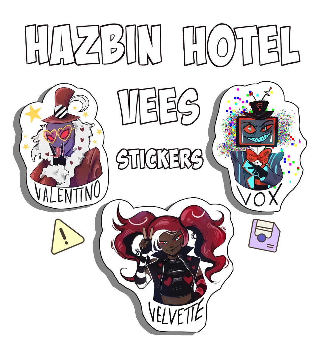 Hazbin Vees Valentino Vox and Velvette Stickers - Etsy