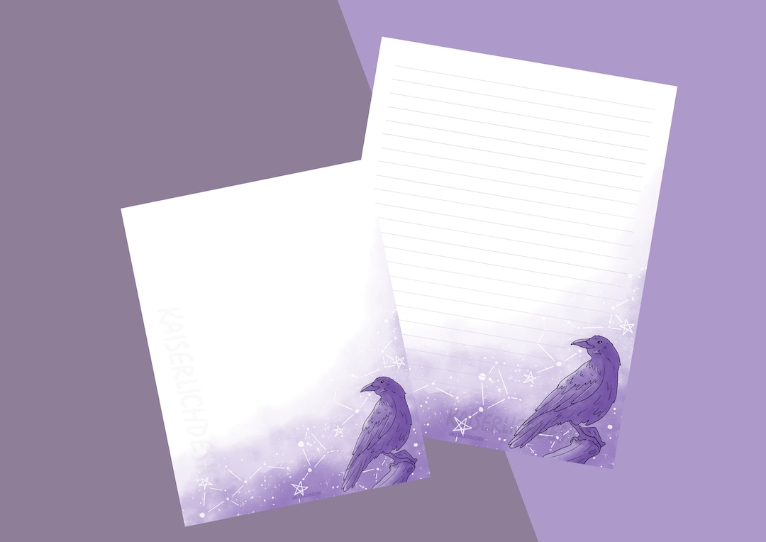 Printable 'raven' Letter Paper US Letter + Letter Lines + Blank | Self ...