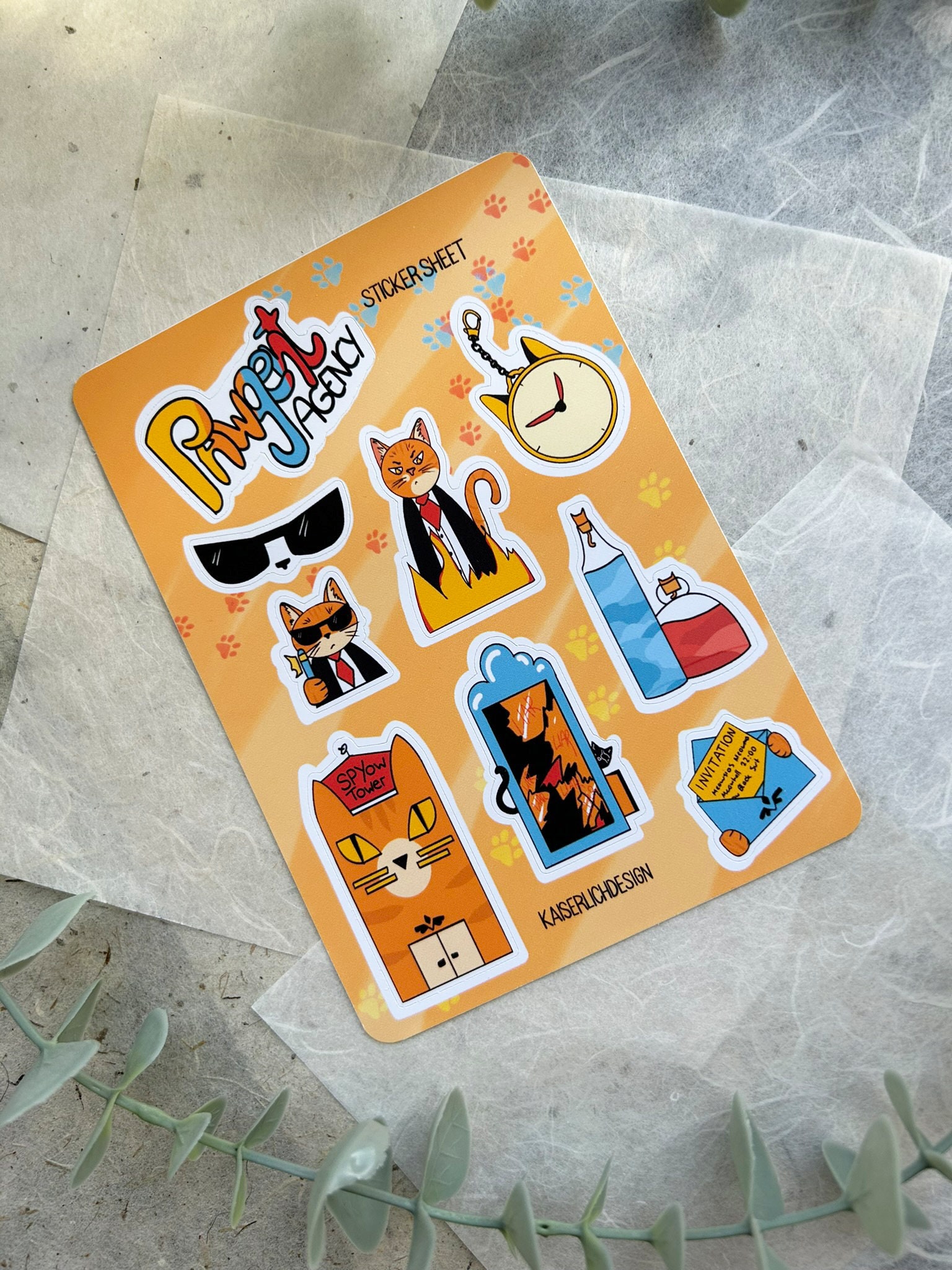 Handmade Pawgent Agency Cats Sticker Sheet - Spy Cat, Agents, Cat, Cats ...