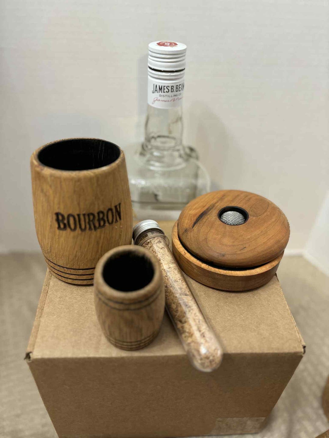 Handmade Whiskey Gift Set: White Oak Cup, Shot Glass & Smoker - Etsy