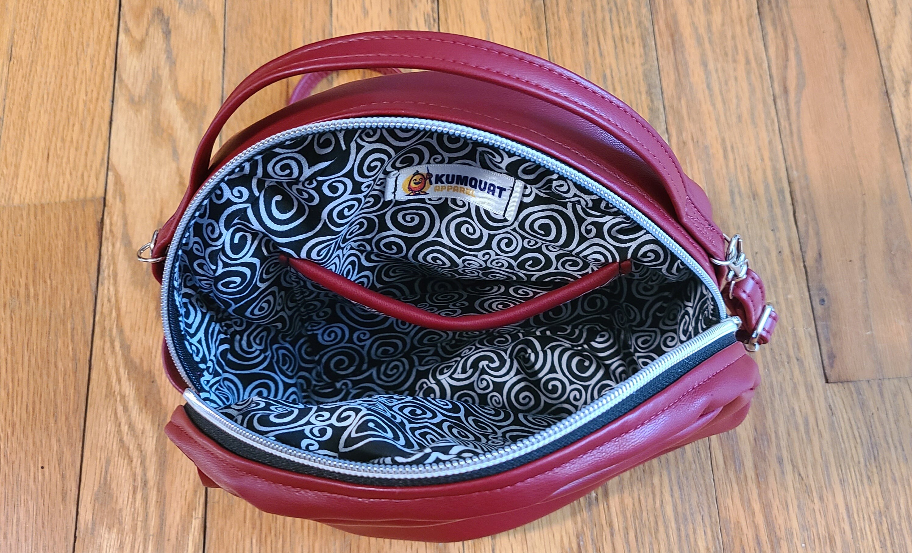 Faux Leather Red Burgundy Circle Cross Body Bag, Shoulder Bag, Round ...