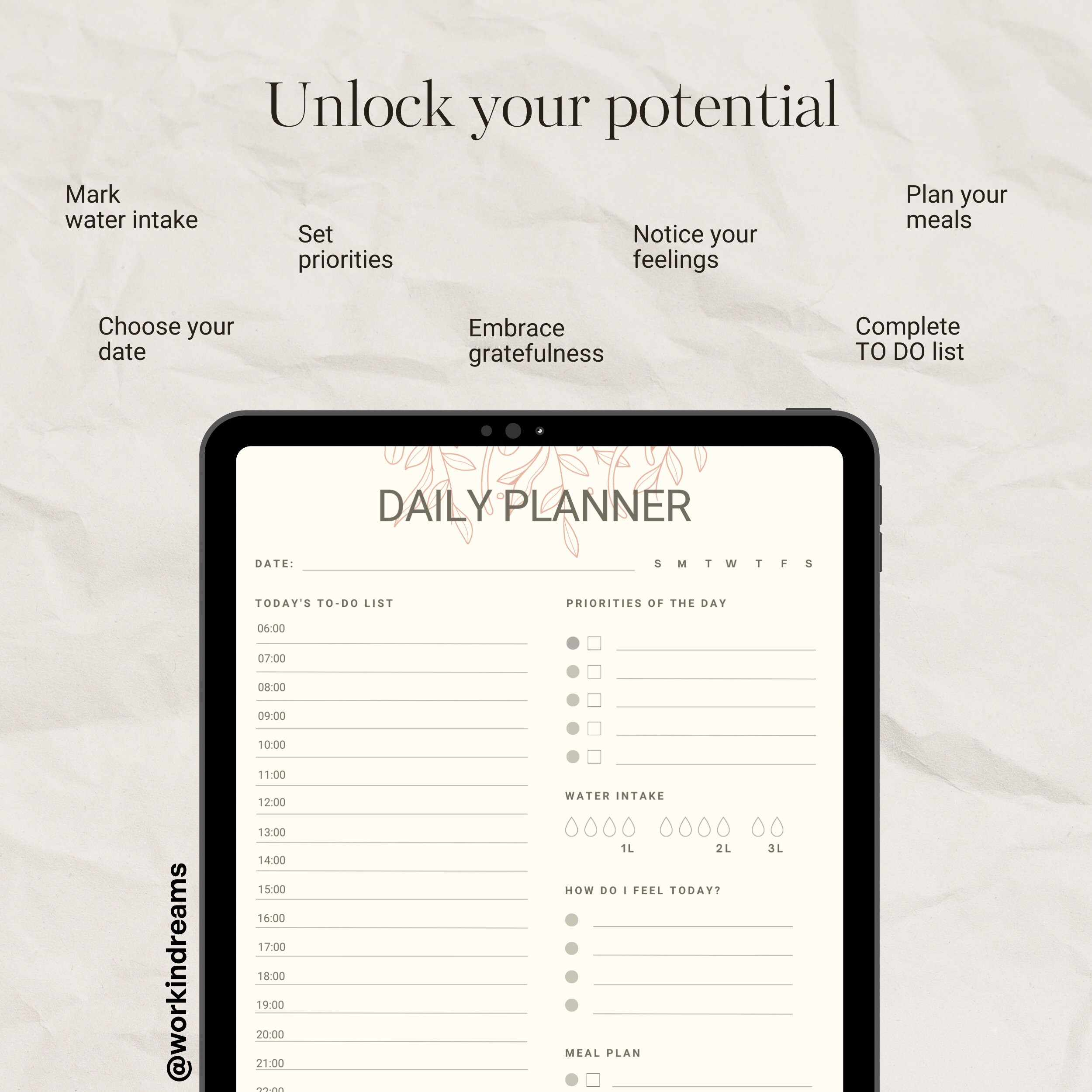 Daily Planner Digital Planner Printable Planner Minimalist Planner One ...