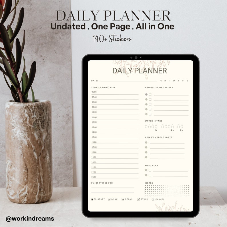 Daily Planner Digital Planner Printable Planner Minimalist Planner One ...