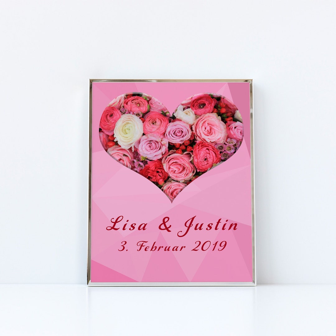 Declaration of Love for Him and Her, Personalized Love Poster, Heart ...