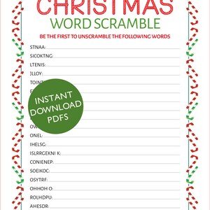 INSTANT DOWNLOAD 4 Christmas Word Scramble Fun Christmas Family Game ...