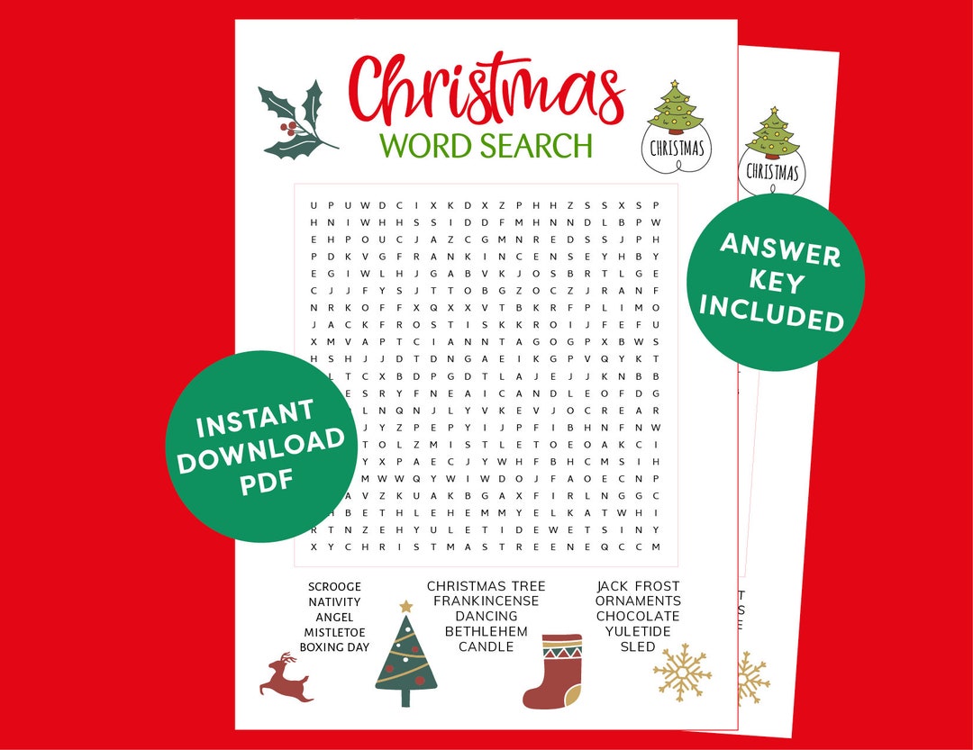 INSTANT Christmas Word Search Game Fun Christmas Day Game Christmas ...