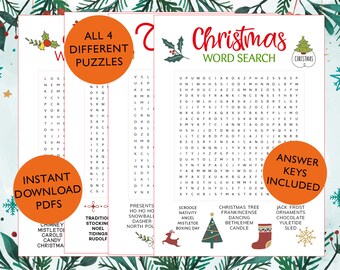 INSTANT DOWNLOAD 4 Christmas Word Scramble Fun Christmas Family Game ...