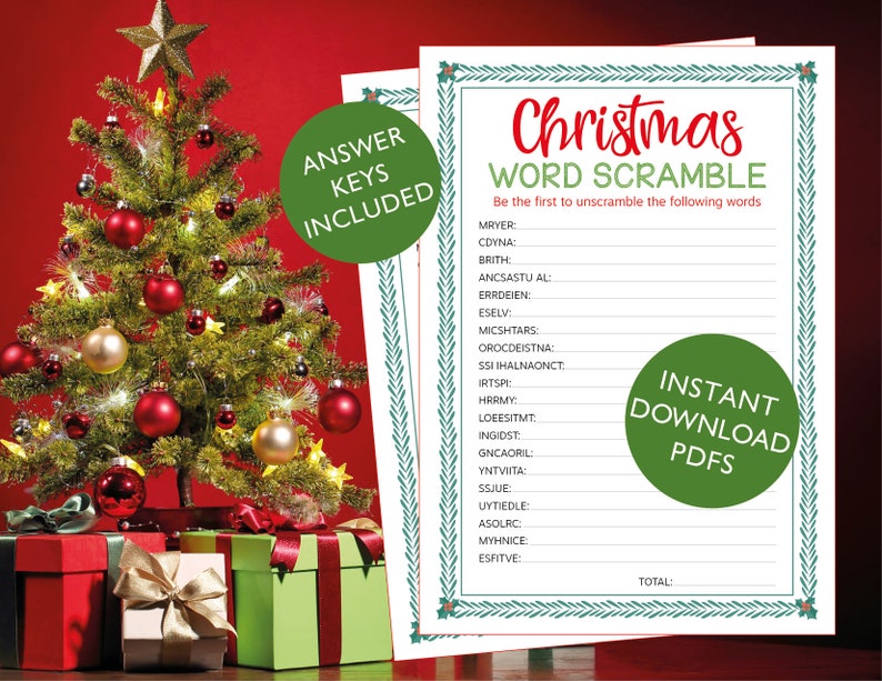 INSTANT DOWNLOAD Printable Christmas Word Scramble Game Family Party ...