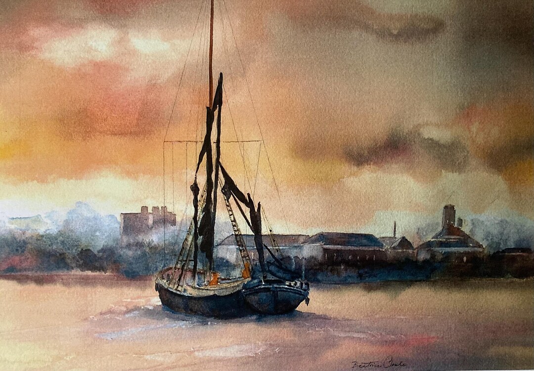 A Fine Art Print of Barges on the Thames - Etsy
