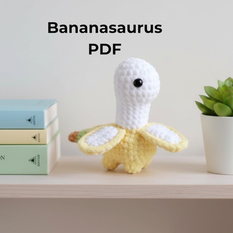 Easy Bananasaurus Crochet Pattern Low Sew Amigurumi Dinosaur Lovey - Etsy