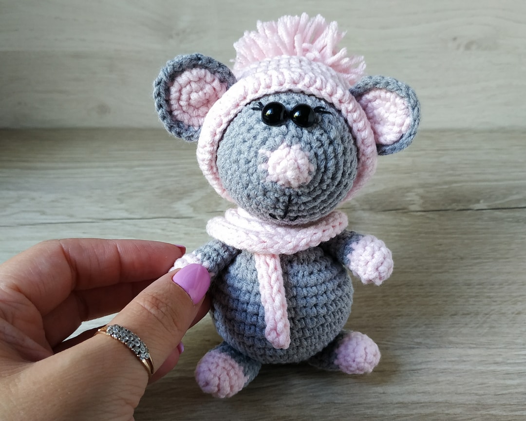Mouse Plushie Toys Amigurumi Crochet Pattern With Crochet Hat Pattern ...