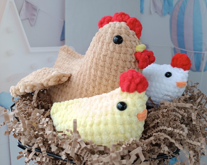 No Sew Chicken Plush Crochet Pattern Plush Country Chicken 2 Size and ...