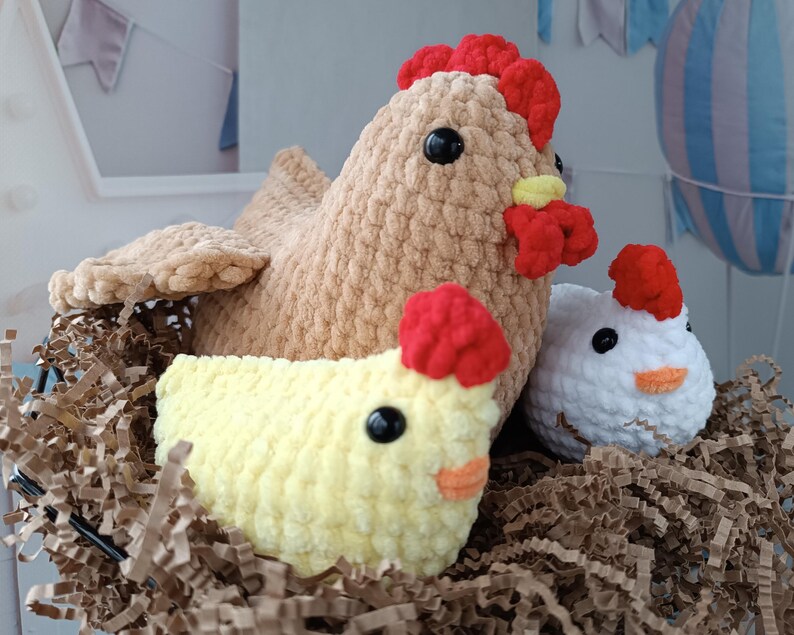 Plush Chicken Crochet Patterns No Sew Amigurumi (PDF) - Etsy